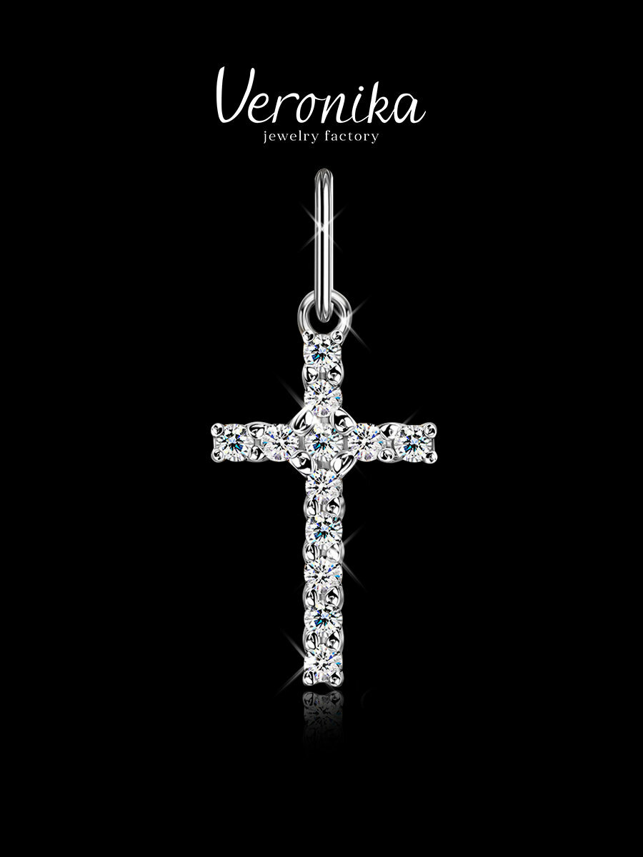 Крестик, серебро, 925 проба, родирование