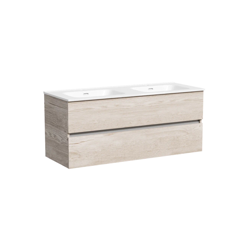 Тумба подвесная SANCOS Urban 1190х450х550, c двумя ящиками оснащенными доводчиками, дуб галифакс натуральный , арт. UR120-2EG