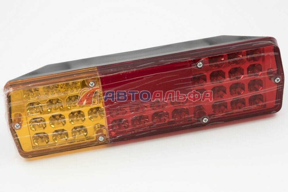 Фонарь задний левый 12/24В светодиодный с подсветкой номера 6 болтов (ФП-130 LED) КАМАЗ, ГАЗ (альтернатива)