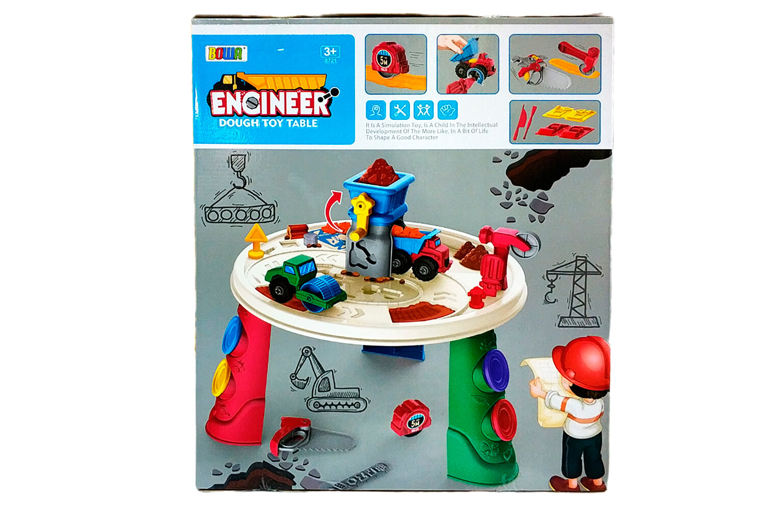 Стол со строительными инструментами набор ENGINEER COLOR DOUGH, 36 предметов