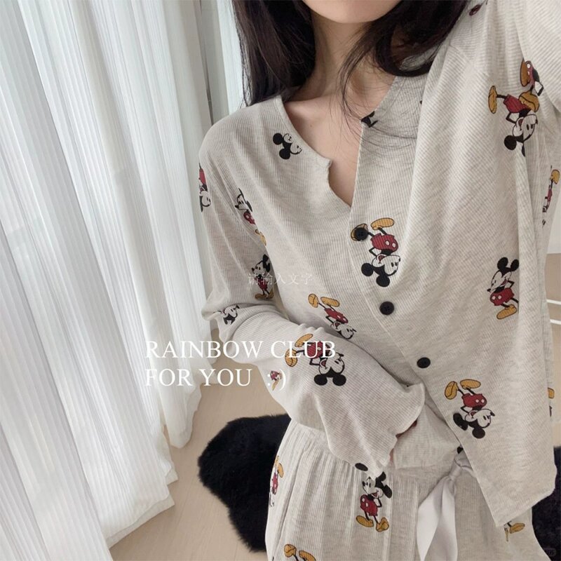 Милая пижама Микки 2025 года из модального хлопка с короткими рукавами, женская летняя повседневная домашняя одежда больших размеров