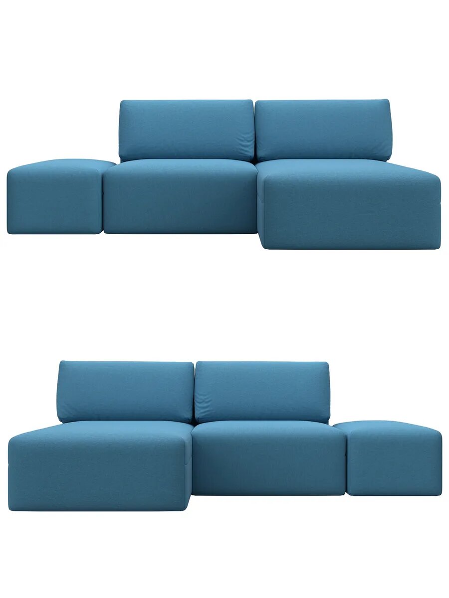 Диван модульный Лего с универсальным углом и пуфом, рогожка