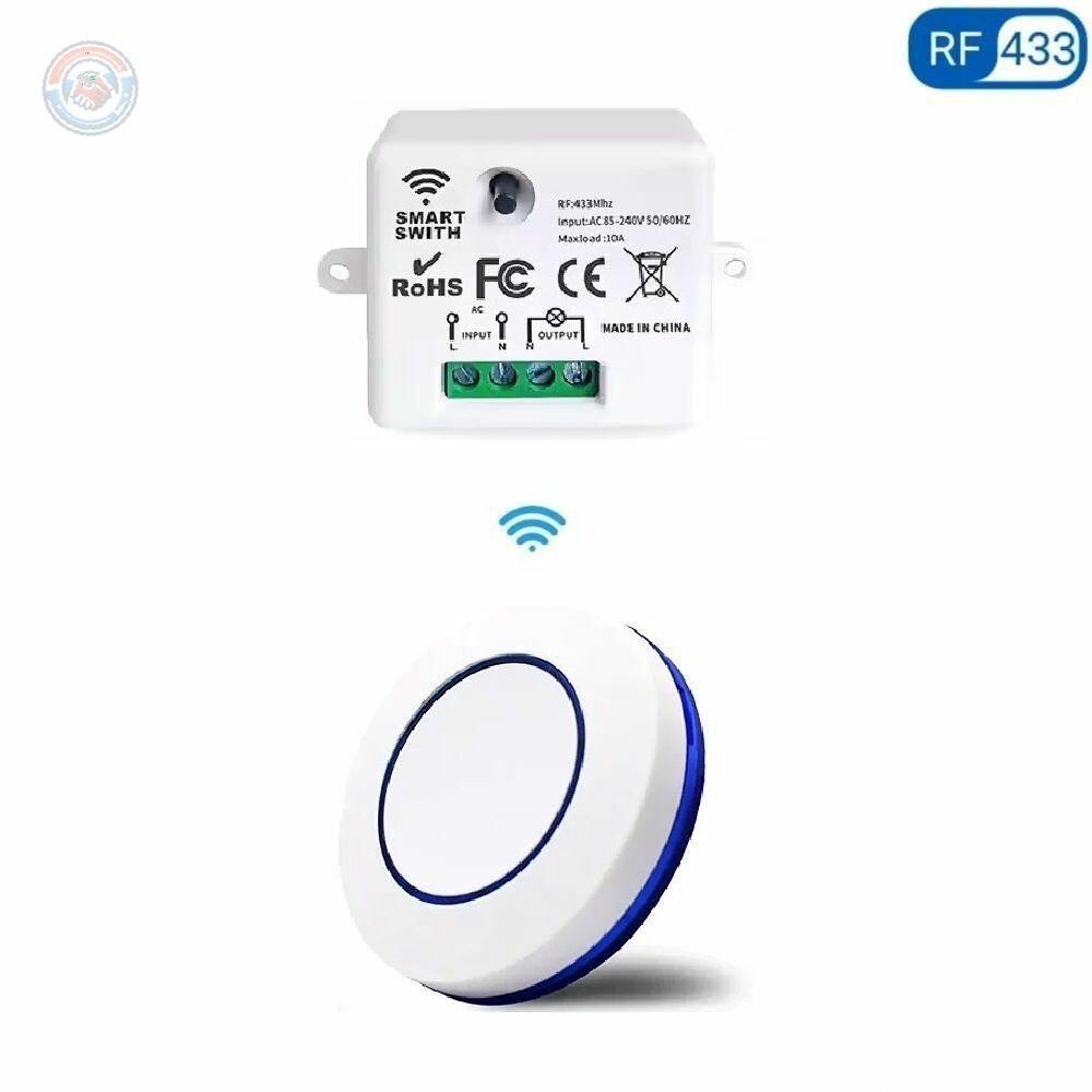 Беспроводной выключатель света с приемником 433 МГц дистанционное управление освещением и бытовыми приборами одноклавишный пульт 220В