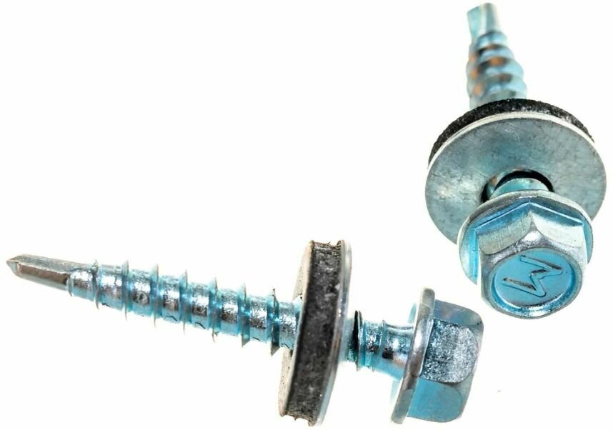 Саморез кровельный оцинкованный с резиновой шайбой(EPDM) 6,3х38 (50 штук)