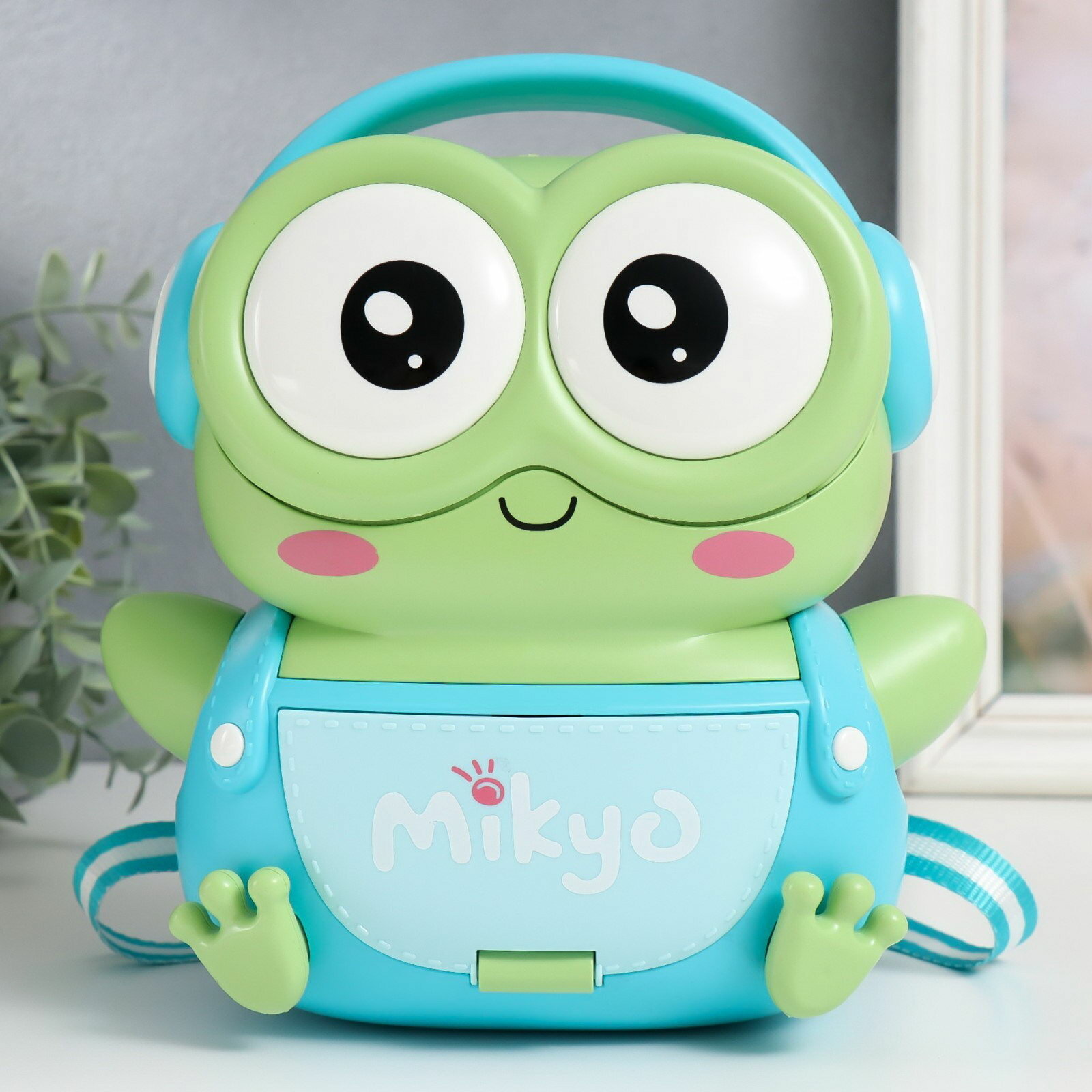 Интерактивная копилка для купюр с кодовым замком "Рюкзак. Лягуха", пластик, звуковая, 25x14x18.5 см