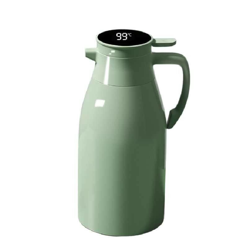 Glass insulated thermos bottle with 1224 hour heat retention for home use, green 1l