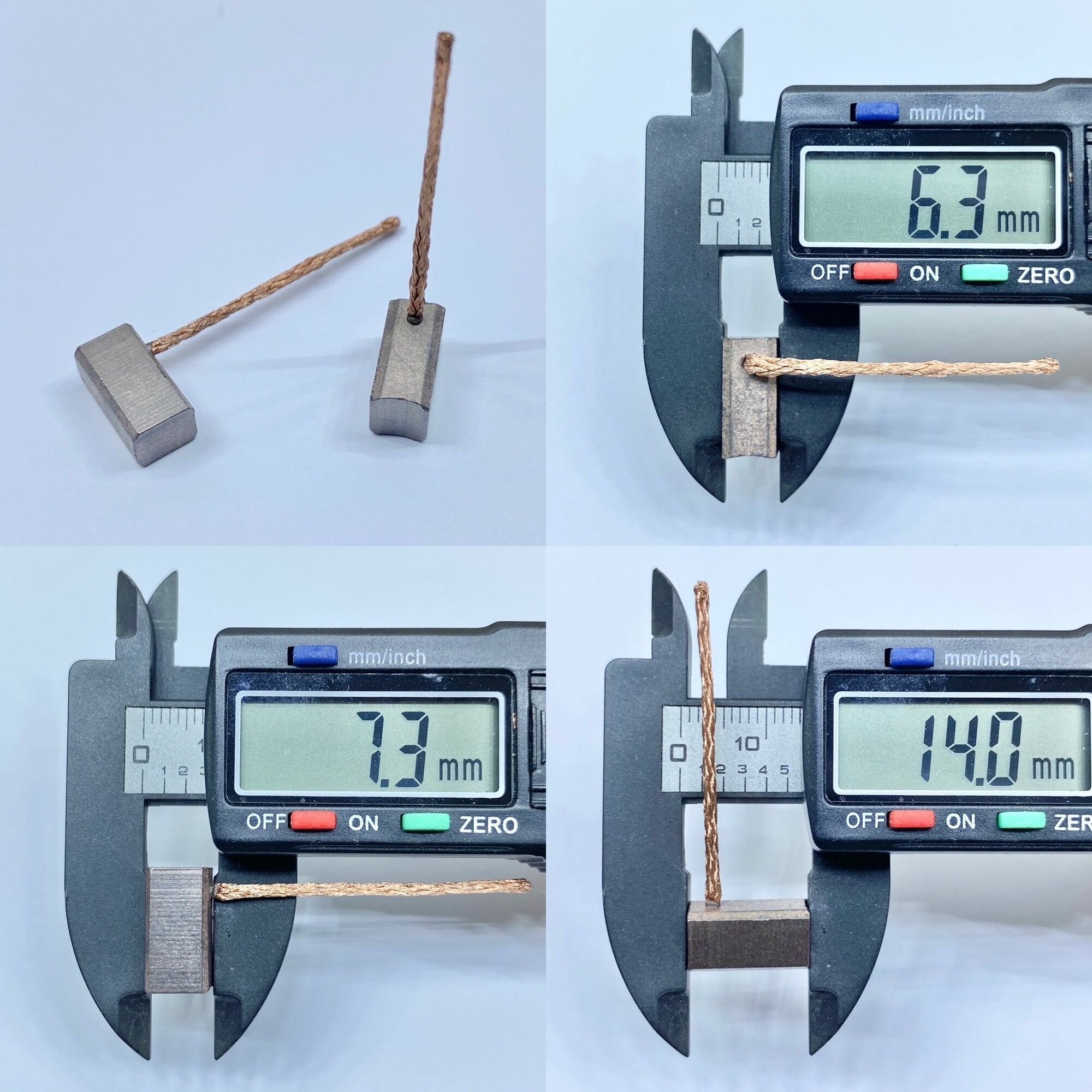 Щетки 6.5*7.5*14 меднографитовые для мотора отопителя, печки (провод с боку) комплект 2 штуки