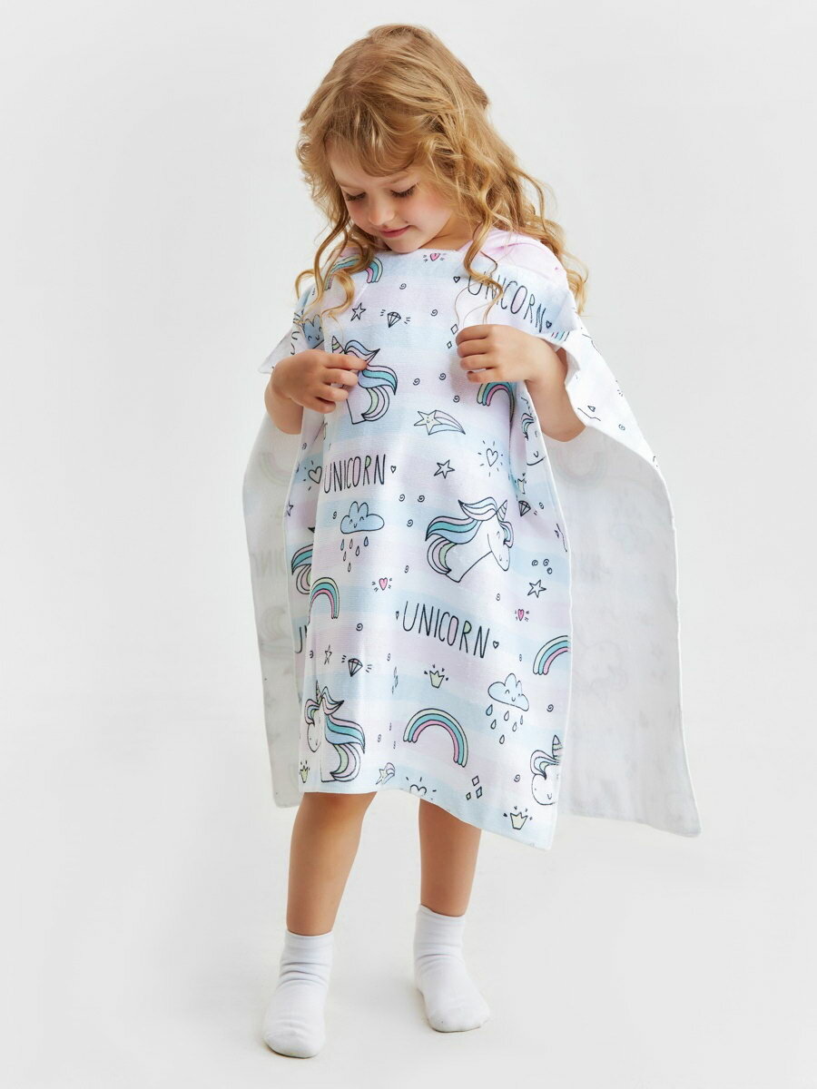 Полотенце - пончо детское "Единороги", 60x120 см, сезон: весна