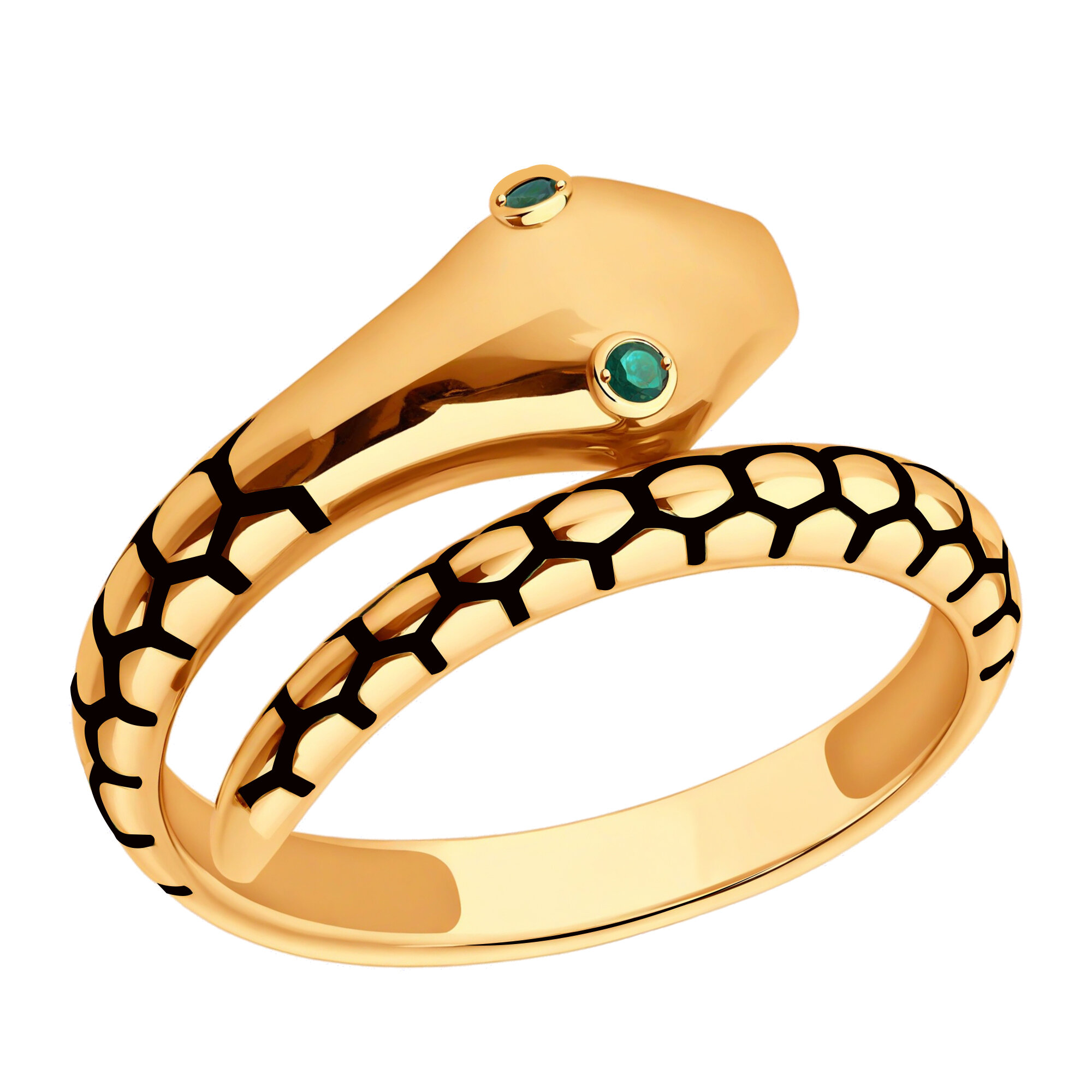 Кольцо, красное золото, 585 проба, фианит, эмаль