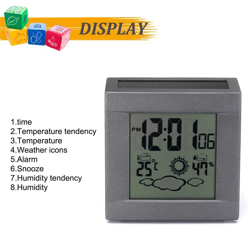 Красивая домашняя метеостанция Металлические солнечные настольные часы Домашний термометр Погодные часы новые