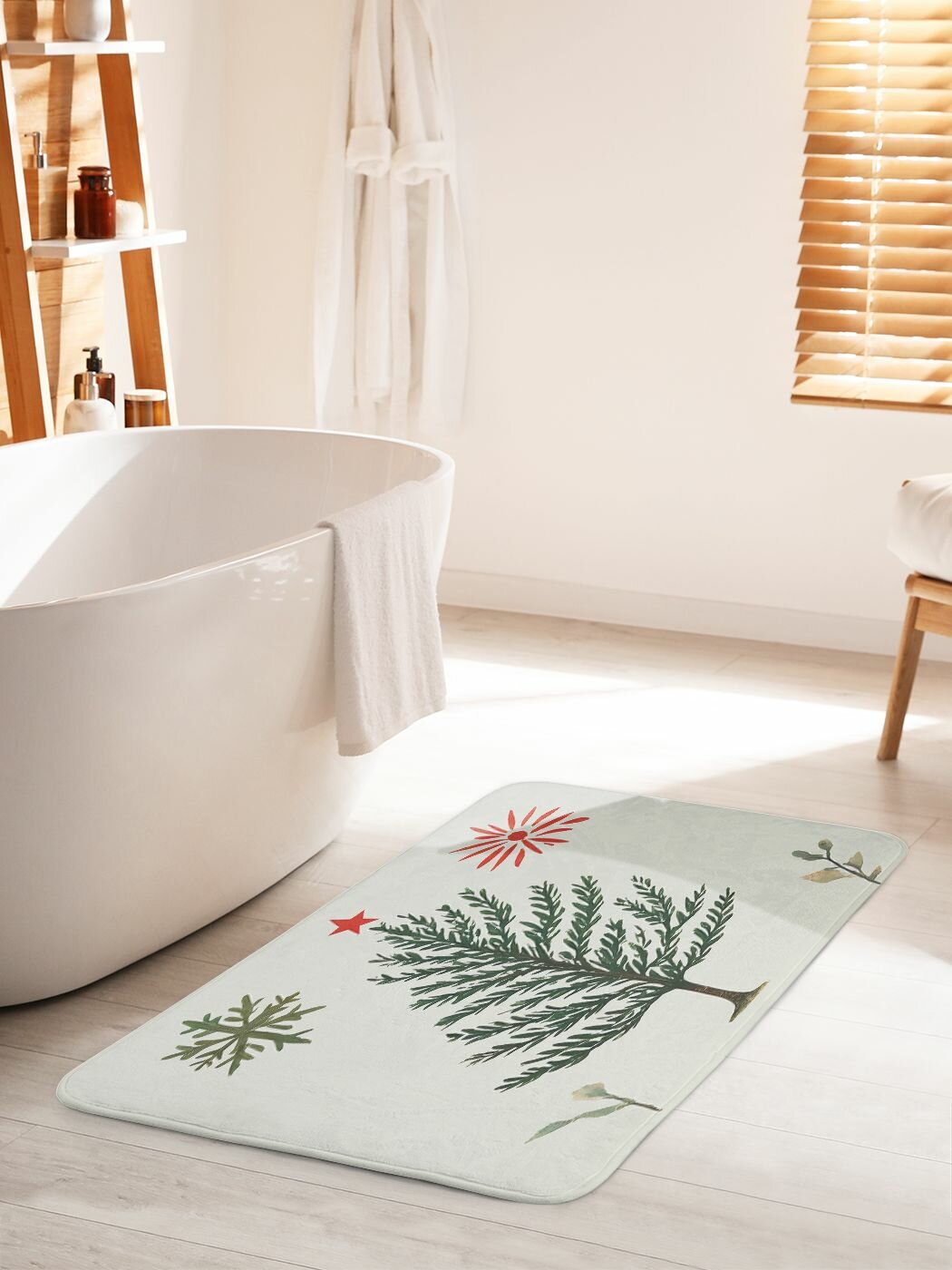 Коврик для ванной комнаты и туалета противоскользящий "Нарядная елка" 60х100 см, JoyArty, серия Новый год