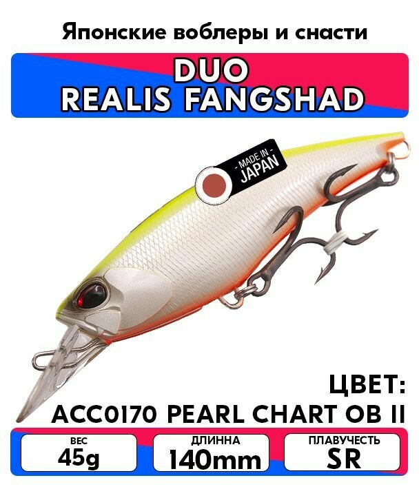 Воблер DUO REALIS FANGSHAD 140SR 45g цвет ACC0170 PEARL CHART OB II