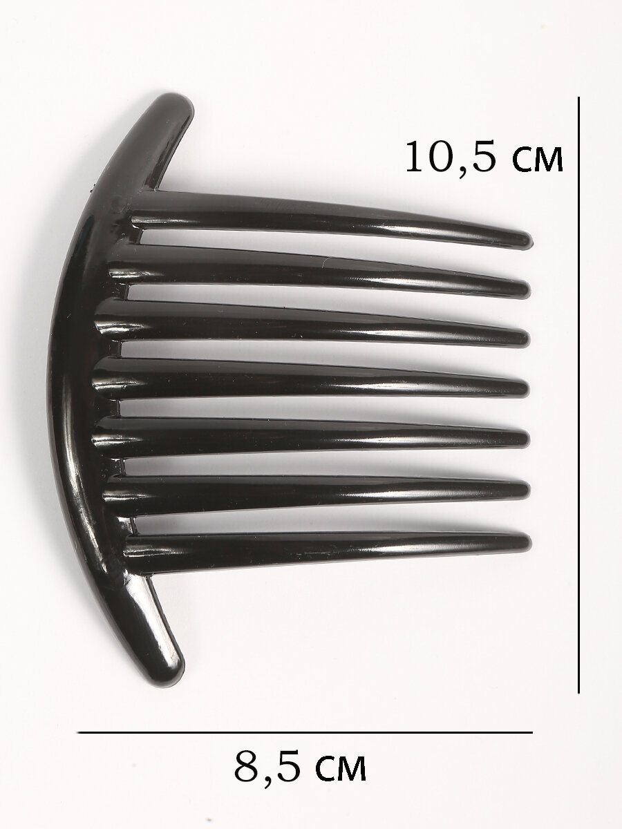 Гребень "Красивые Заколки" для волос, черный, глянцевый, пластик, 10 см