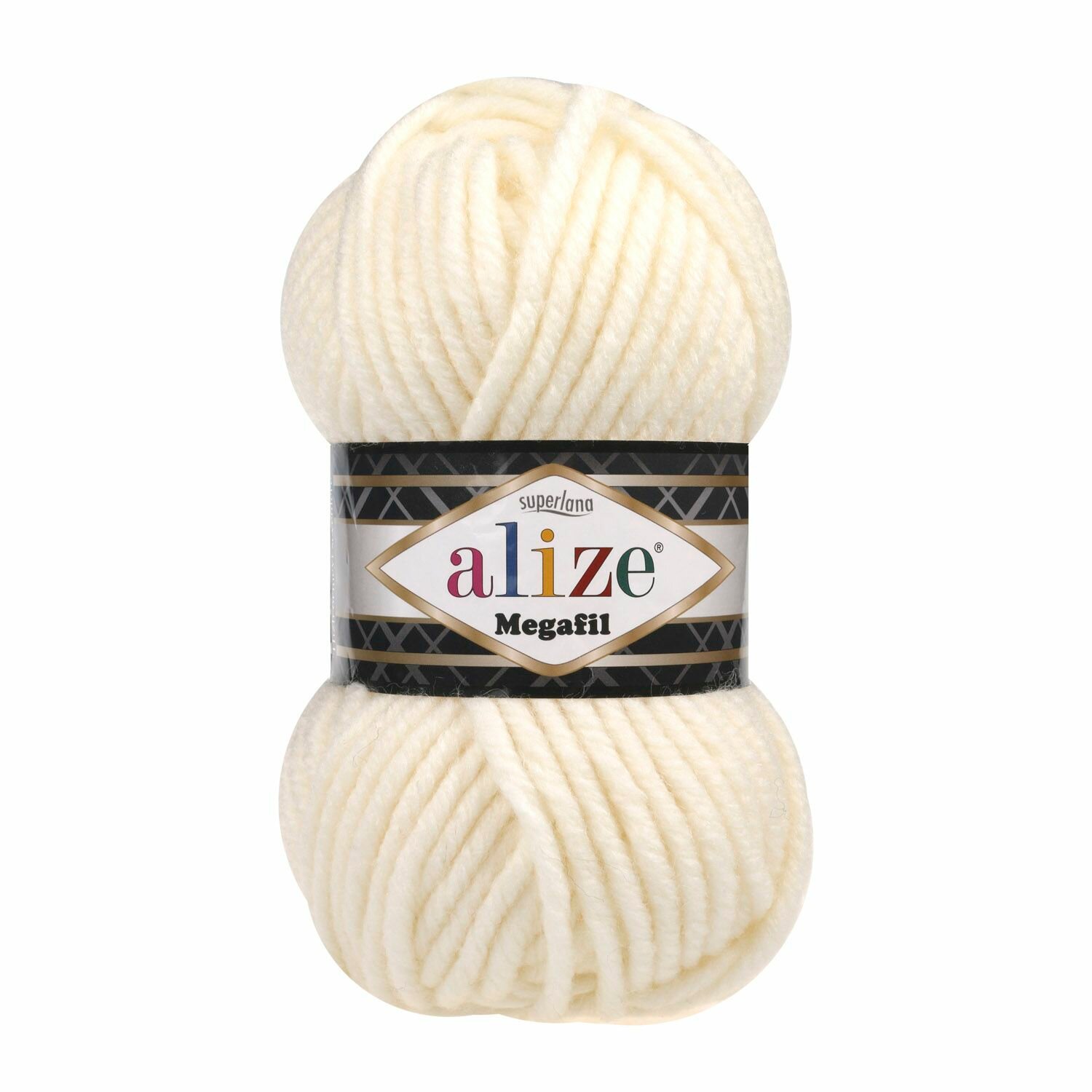 Пряжа Alize Superlana Megafil 62 (1 моток, 100г/55м) молочный