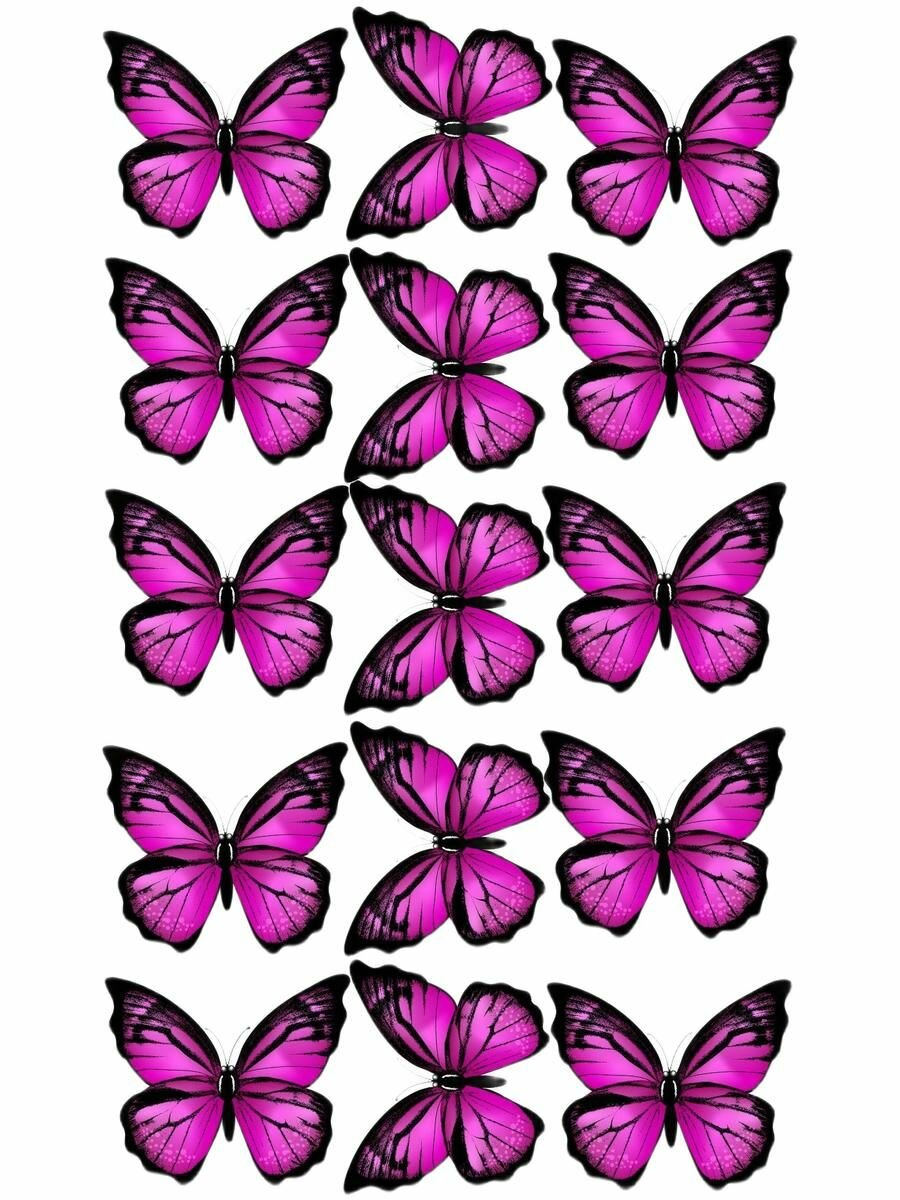 Бабочки для букета 15 шт фуксия