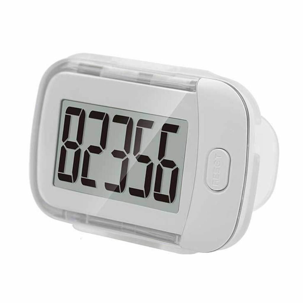 Ударопрочный шагомер с клипсой для активного образа жизни, Белый