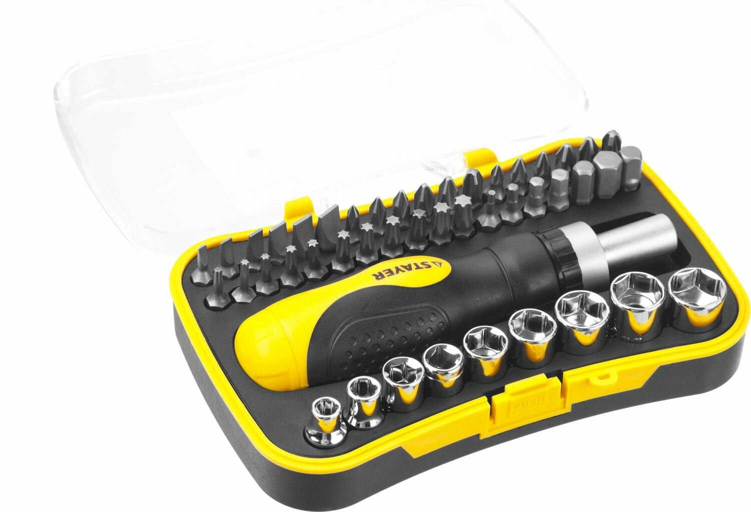 Реверсивная отвертка STAYER Compact-46, 46 предм, с насадками 25084-H46