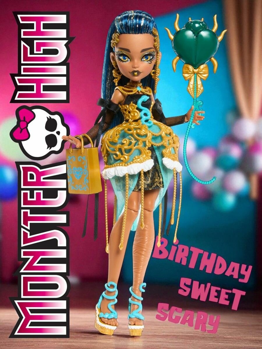 Шарнирная кукла Monster High Scary Sweet Birthday JBG76 Клео Де Нил Монстер Хай Mattel