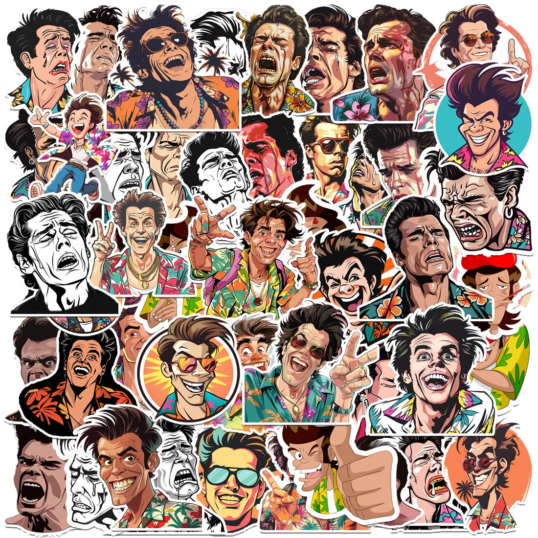 50 шт./упаковка Наклейки Ace Ventura Аниме Водонепроницаемые виниловые наклейки Милые наклейки Упаковка граффити для скейтборда, автомобиля, ноутбука, бутылок с водой, стен, багажа, книг
