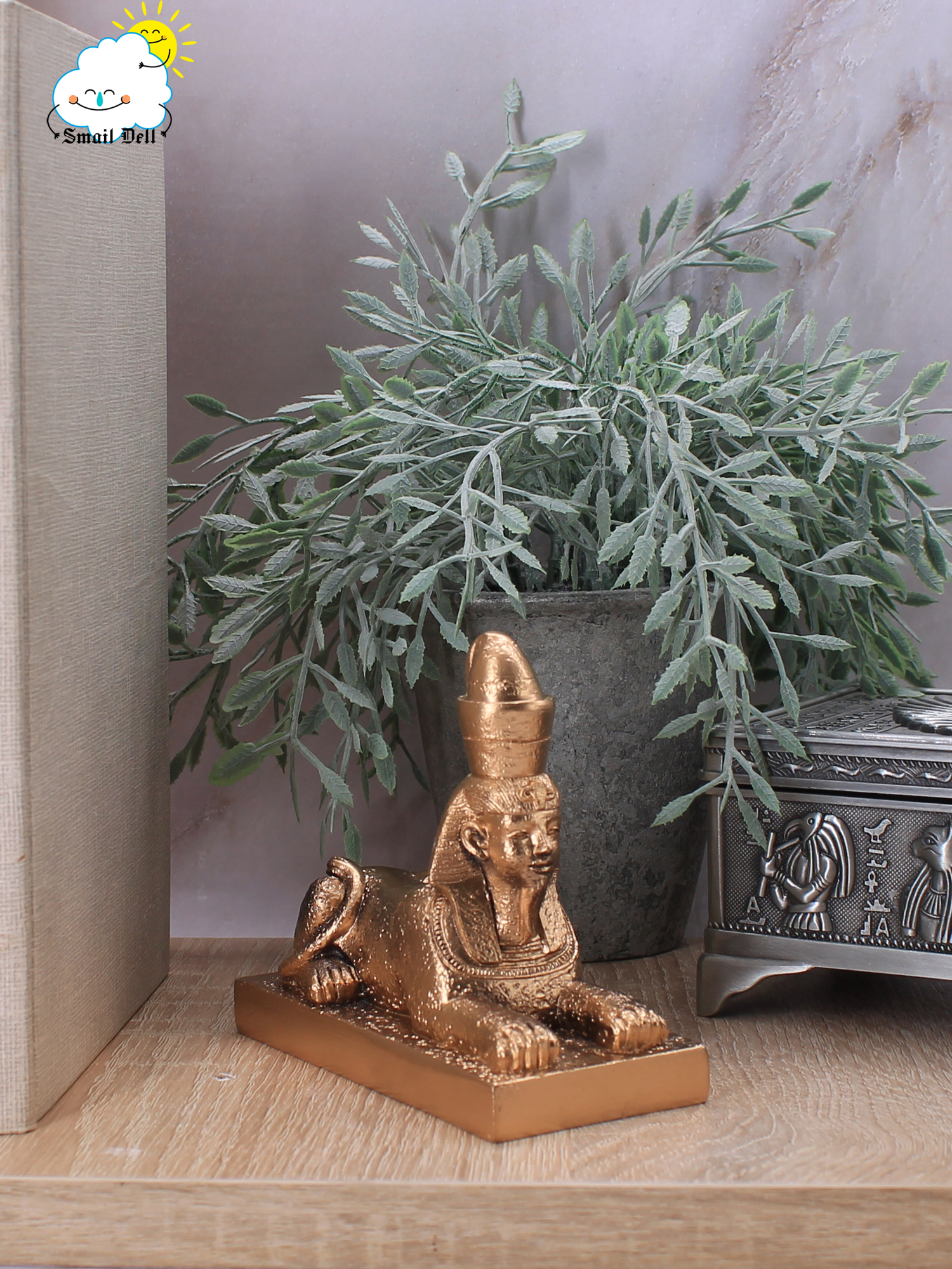 Статуэтка Египетский Сфинкс средний , гипс , 9.5 см , цвет бронза светлая