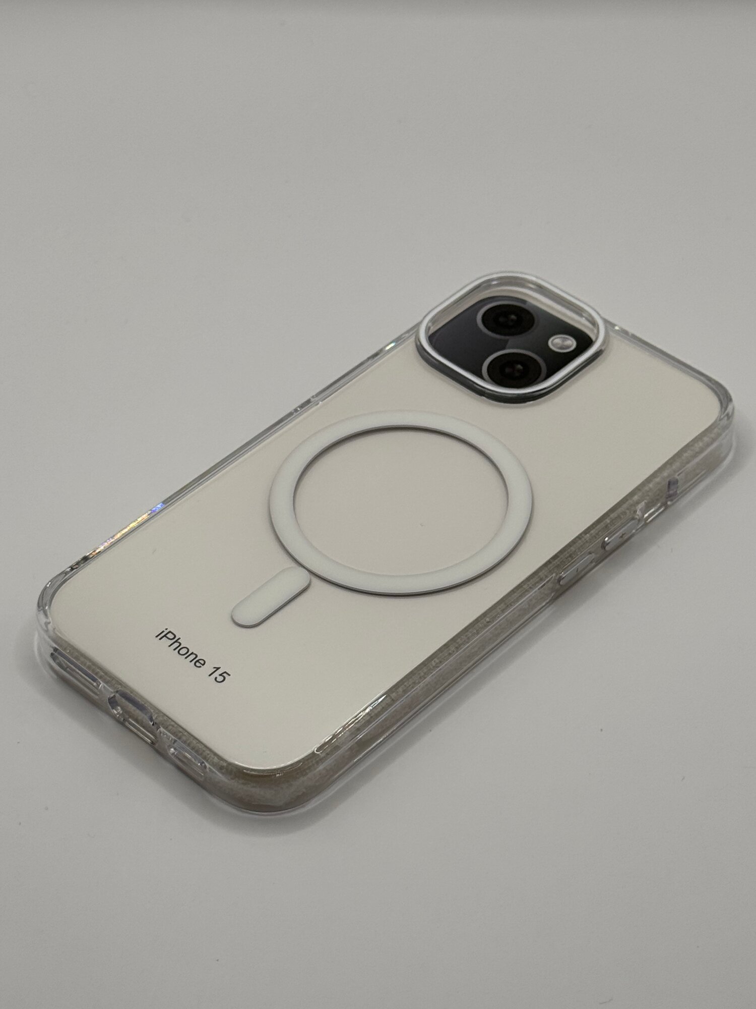 Чехол для iPhone 15, прозрачный, с MagSafe, ударопрочный АБС-пластик