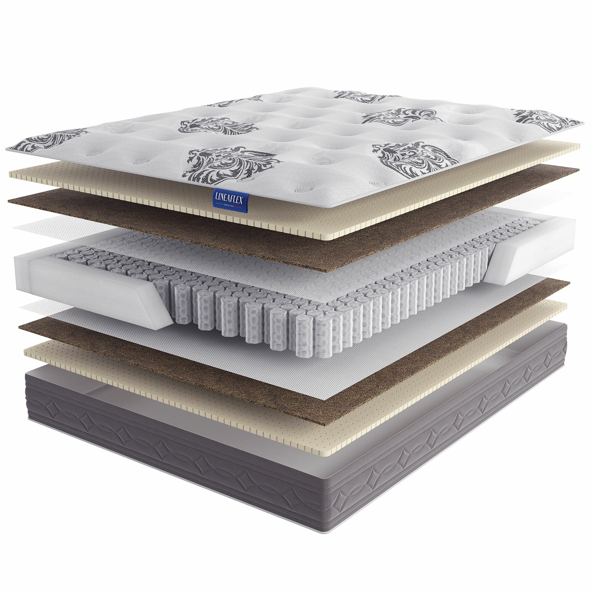 Матрас Lineaflex Sangano 160х200 серии Online высота 25 см анатомический средней жесткости кокосовый латексный
