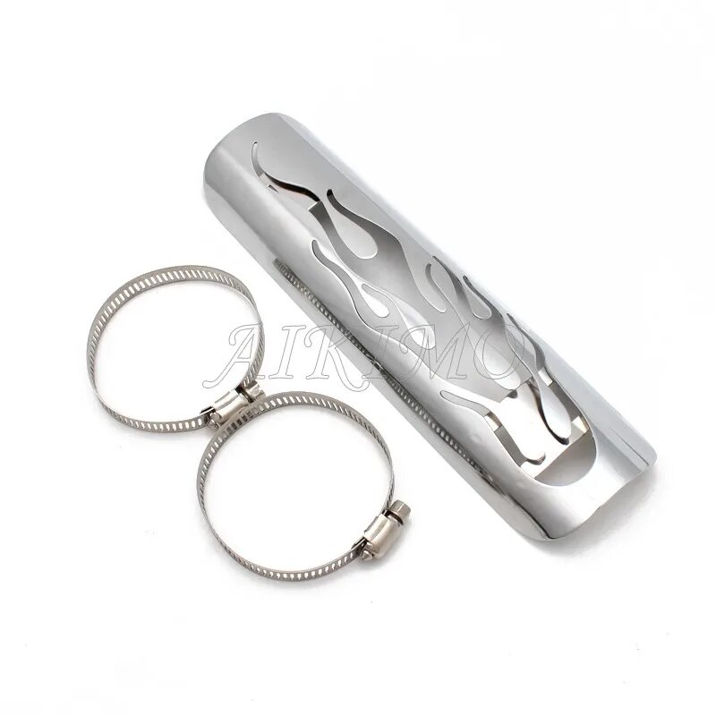 Универсальный мотоциклетный хромированный глушитель, 1 комплект, теплозащитная Крышка для выхлопной трубы, защитные чехлы на автомобиль для Harley Custom Chopper Cruiser, Серебряный