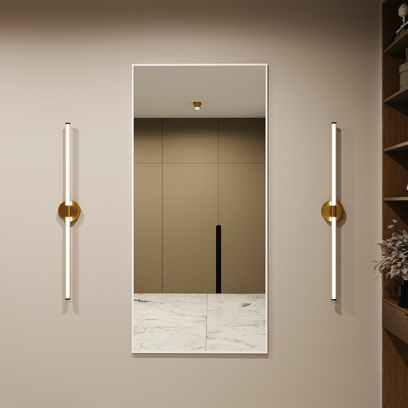 Зеркало настенное 161х80 см. BLX MIRROR интерьерное в алюминиевой раме, Белое