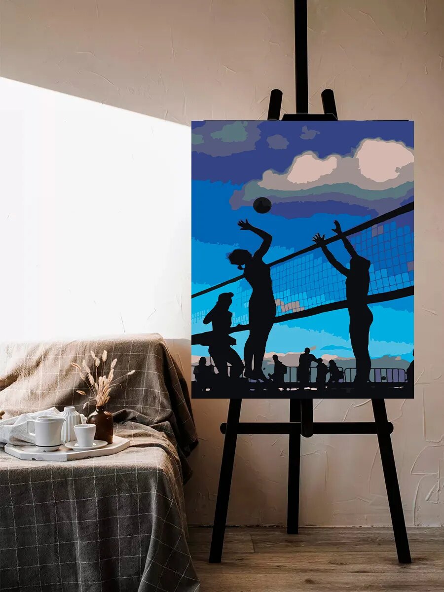 Картина по номерам Волейбол Спорт Игра Сетка Люди Мяч