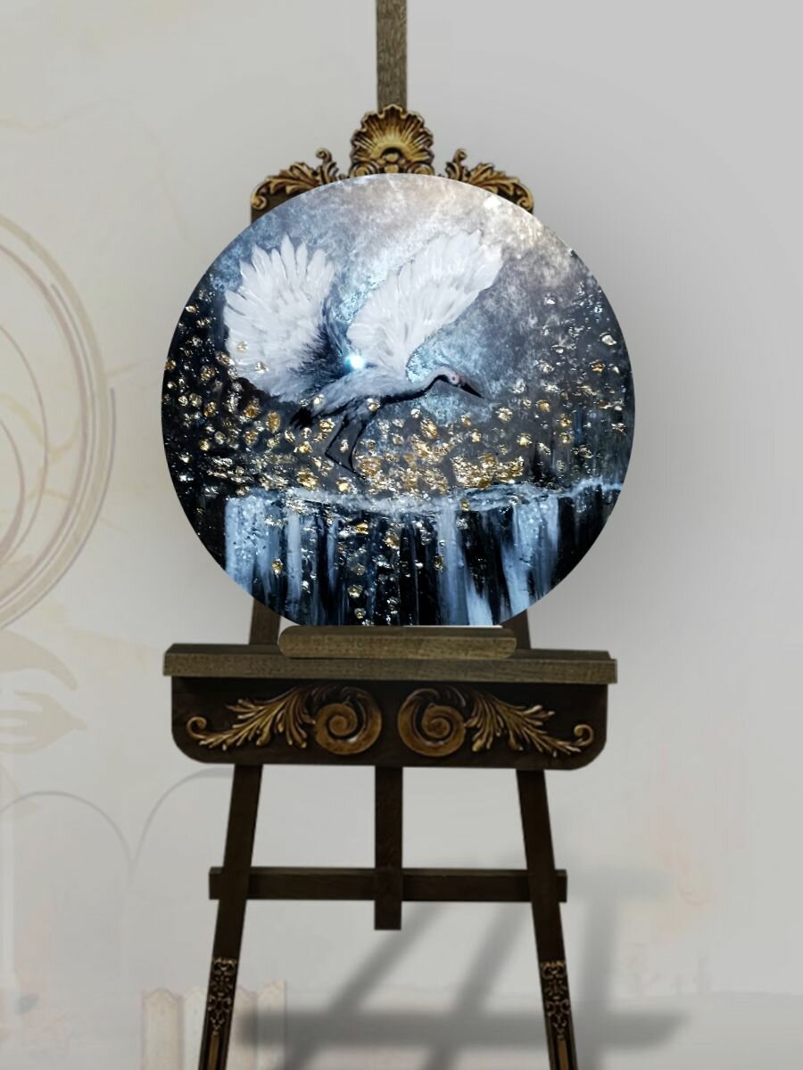 Зеркальная картина "Журавль". Ручная работа. Размер 50 см