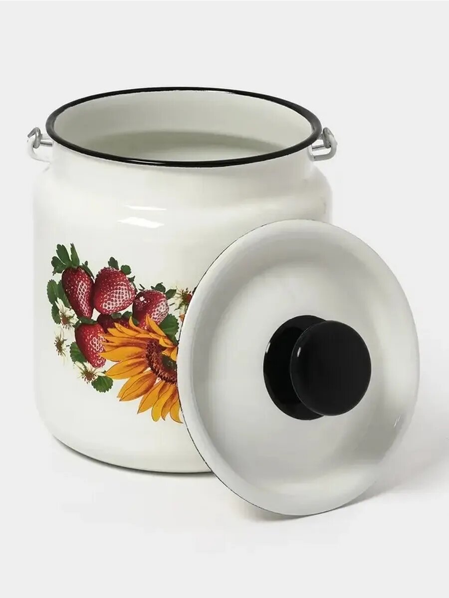 Стильный белый бидон с декоративным миксом, 3л