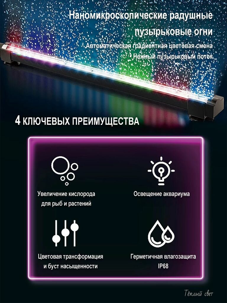 Светодиодный пузырьковый светильник для аквариума (изменить цвет)/Распылитель для аквариума