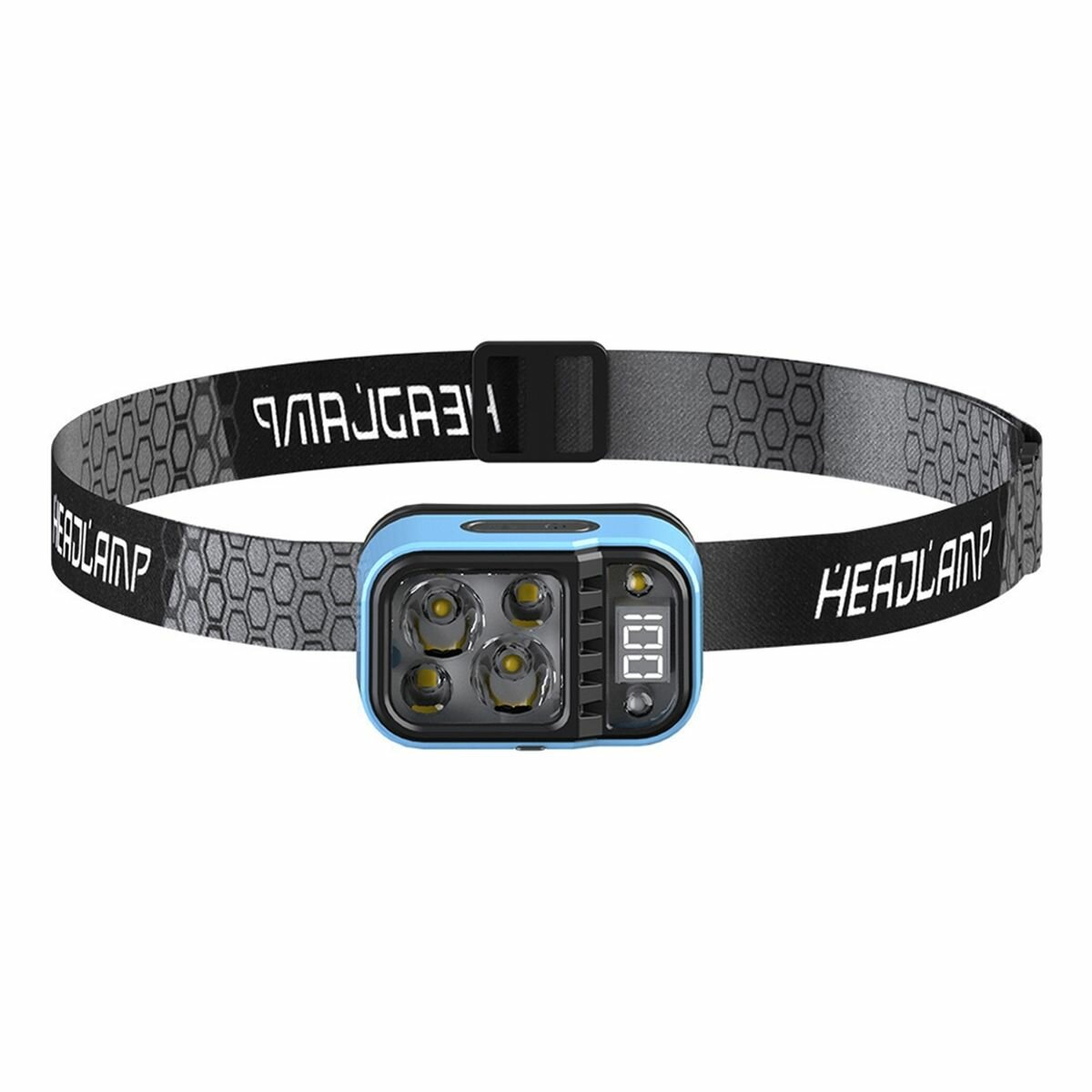 Налобный фонарь с датчиком движения и USB-зарядкой, светодиодный аккумуляторный фонарь для бега, кемпинга и работы, регулируемый угол освещения до 60 градусов, черный и синий