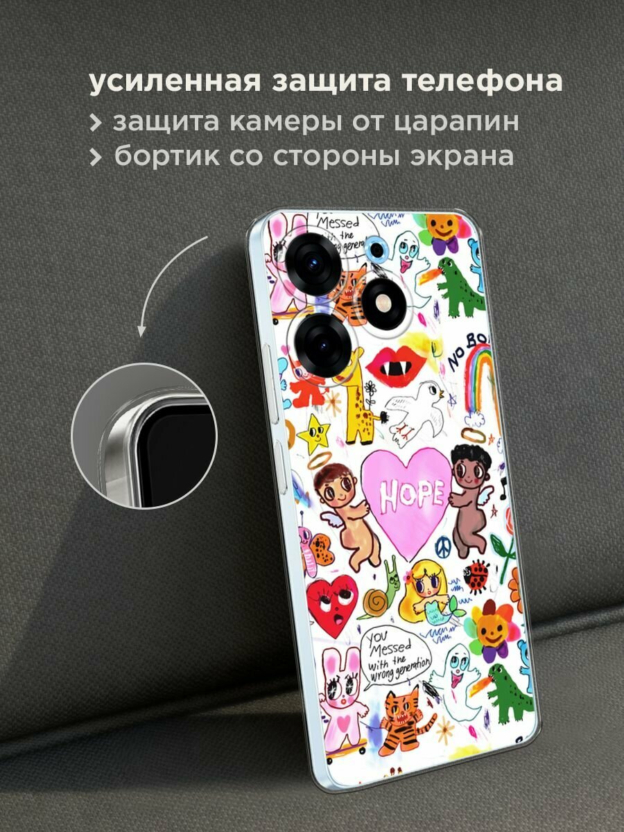 Чехол на Tecno Spark 10 Pro / Текно Спарк 10 Про с принтом "Милые рисунки" — фото 1