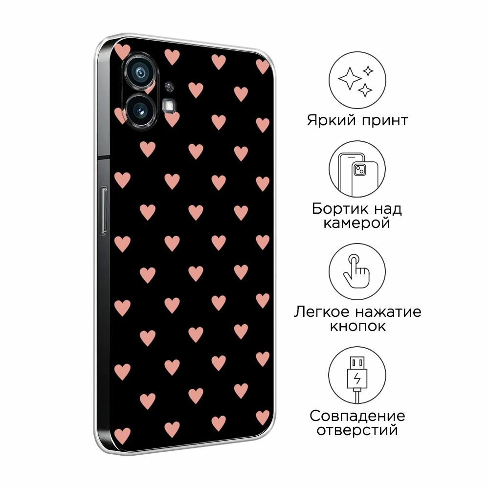 Чехол на Nothing Phone 1 / Нафинг Фон 1 с принтом "Розовые сердечки" — фото 1