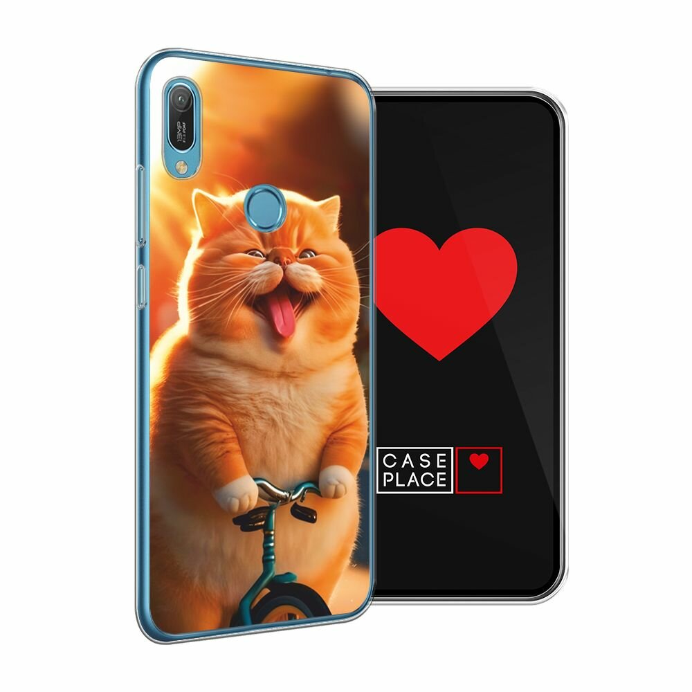 Чехол на Honor 8A/8A Pro/Huawei Y6s/Y6 2019 / Хонор 8А с принтом "Кот на велике" — фото 1