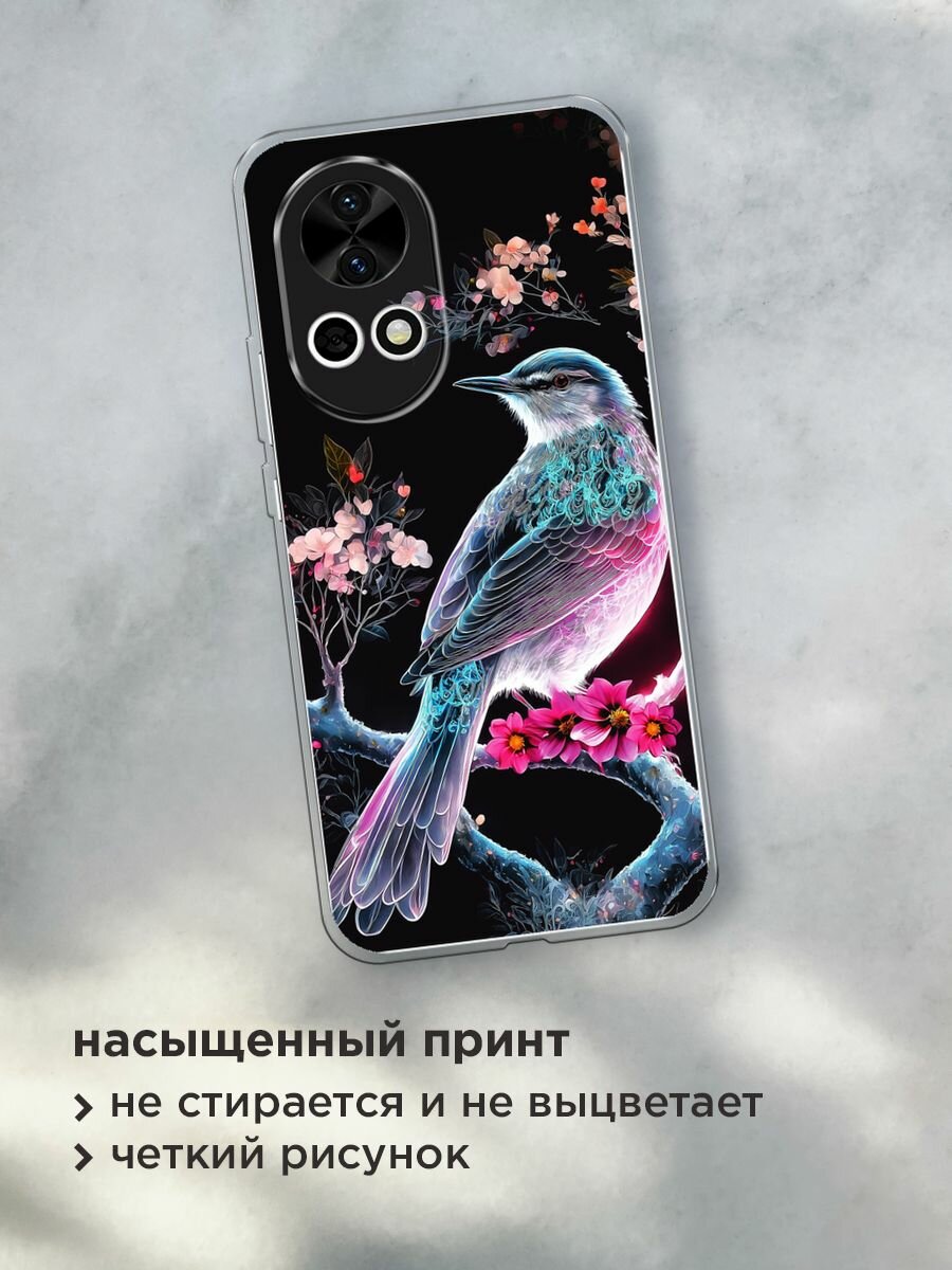 Чехол на Huawei Nova 12/Nova13 / Хуавей Нова 12/Нова 13 с принтом "Птица на цветущем дереве" — фото 1