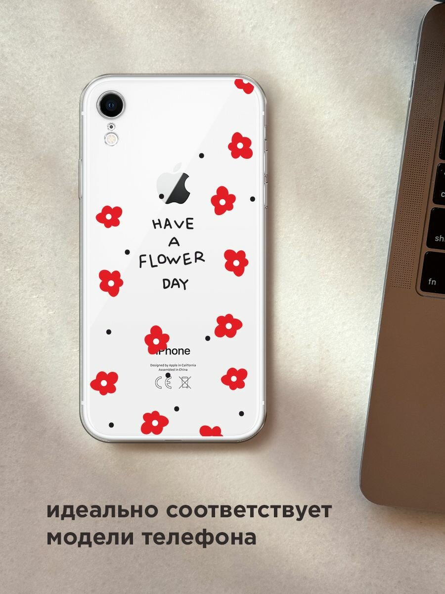 Чехол на Apple iPhone XR / Айфон XR с принтом "Have a flower day 2", прозрачный — фото 1