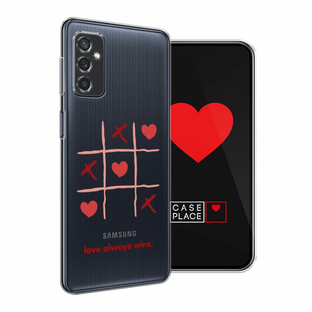 Чехол на Samsung Galaxy M52 / Самсунг Галакси M52 с принтом "love always wins - 14 февраля", прозрачный — фото 1
