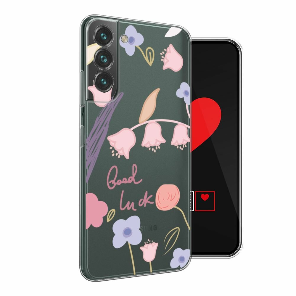 Чехол на Samsung Galaxy S22 / Самсунг Галакси S22 с принтом "Lucky flowers", прозрачный — фото 1