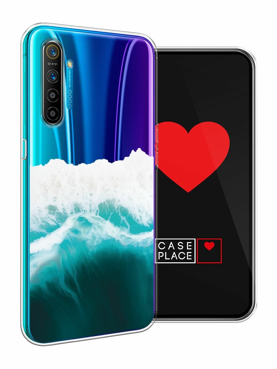 Чехол на Realme XT / Реалми XT с принтом "Большая волна", прозрачный — фото 1