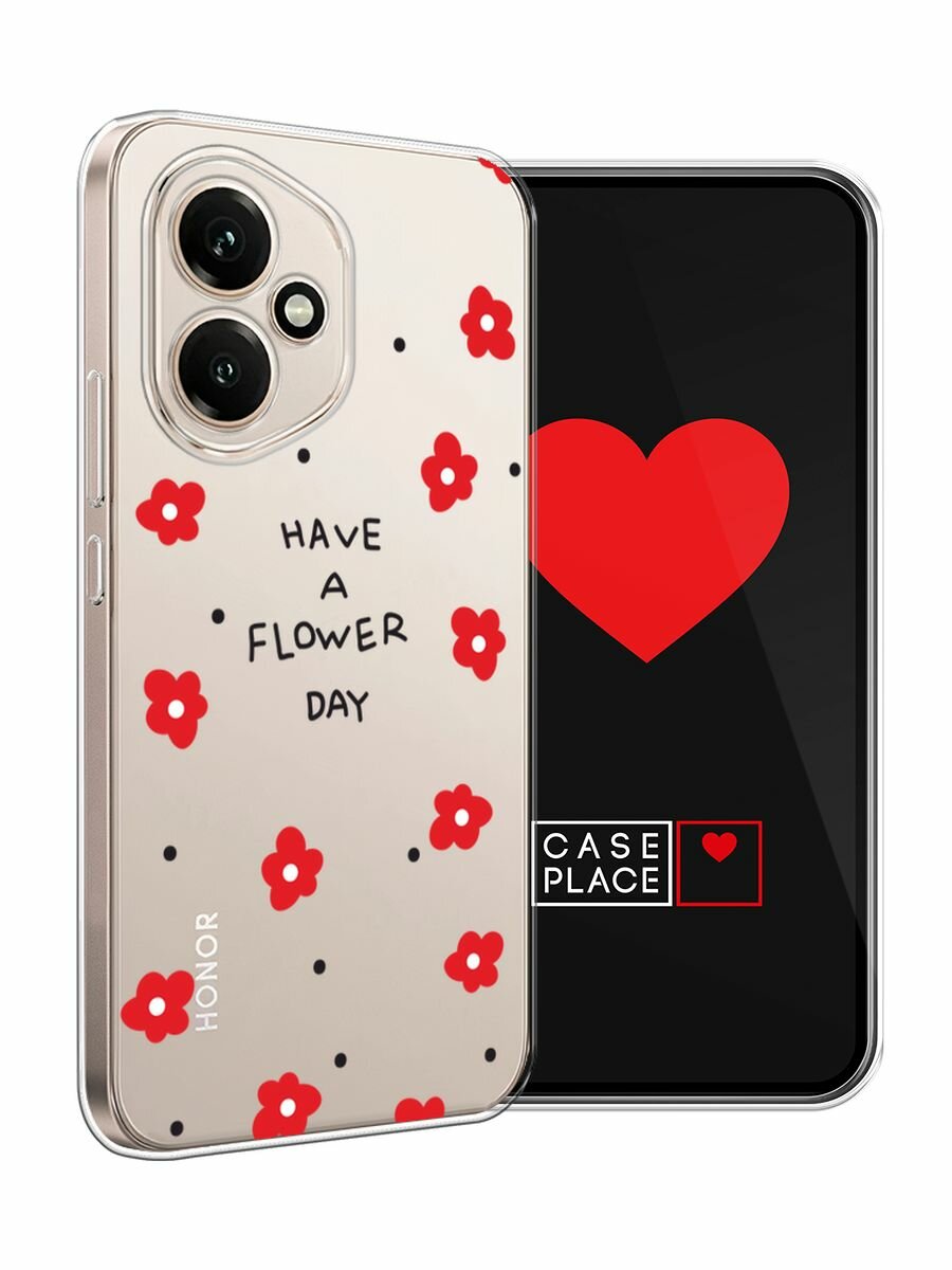 Чехол на Honor 400 / Хонор 400 с принтом "Have a flower day 2", прозрачный — фото 1