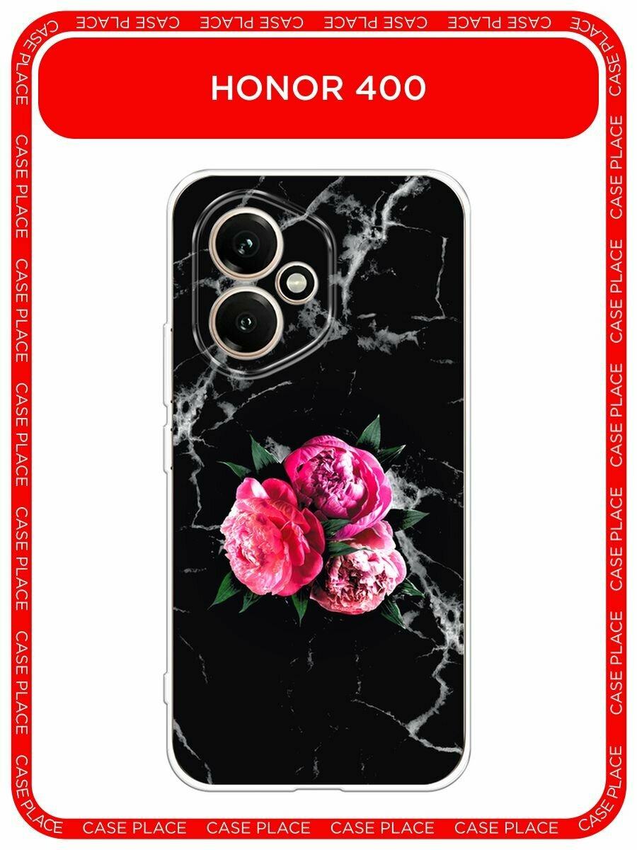 Чехол на Honor 400 / Хонор 400 с принтом "Букет на черном мраморе"