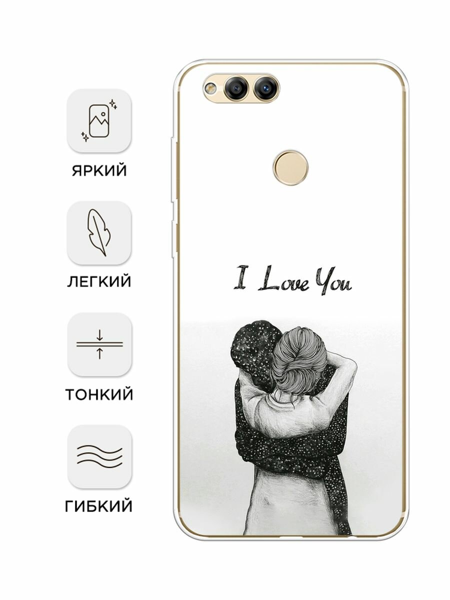 Силиконовый чехол на Honor 7X / Хонор 7Х с принтом I love you 1 — фото 1