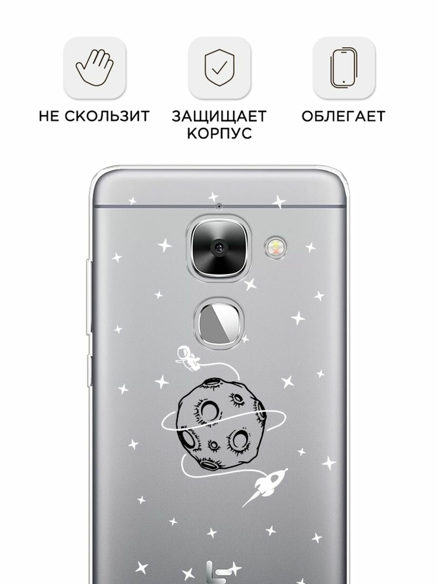 Чехол на LeEco Le 2/2 pro / Лееко Ле 2/2 про с принтом "Полет вокруг луны", прозрачный — фото 1