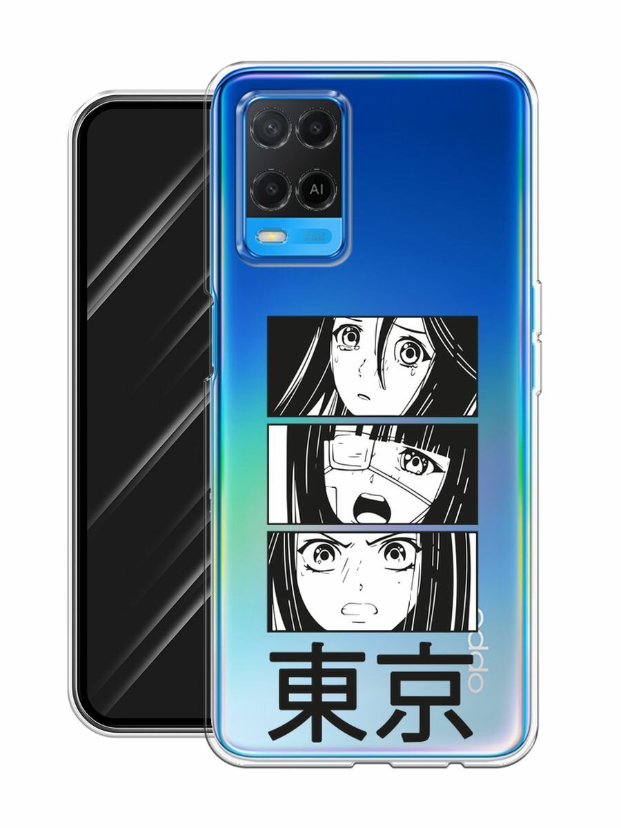 Чехол на Oppo A54 / Оппо A54 с принтом "Tokyo girls", прозрачный — фото 1