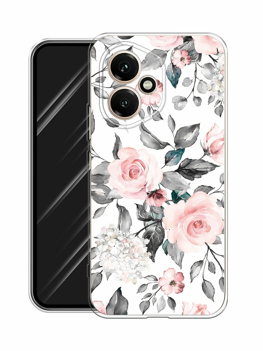 Силиконовый чехол на Honor 400 / Хонор 400 с принтом "Розы на белом" — фото 1