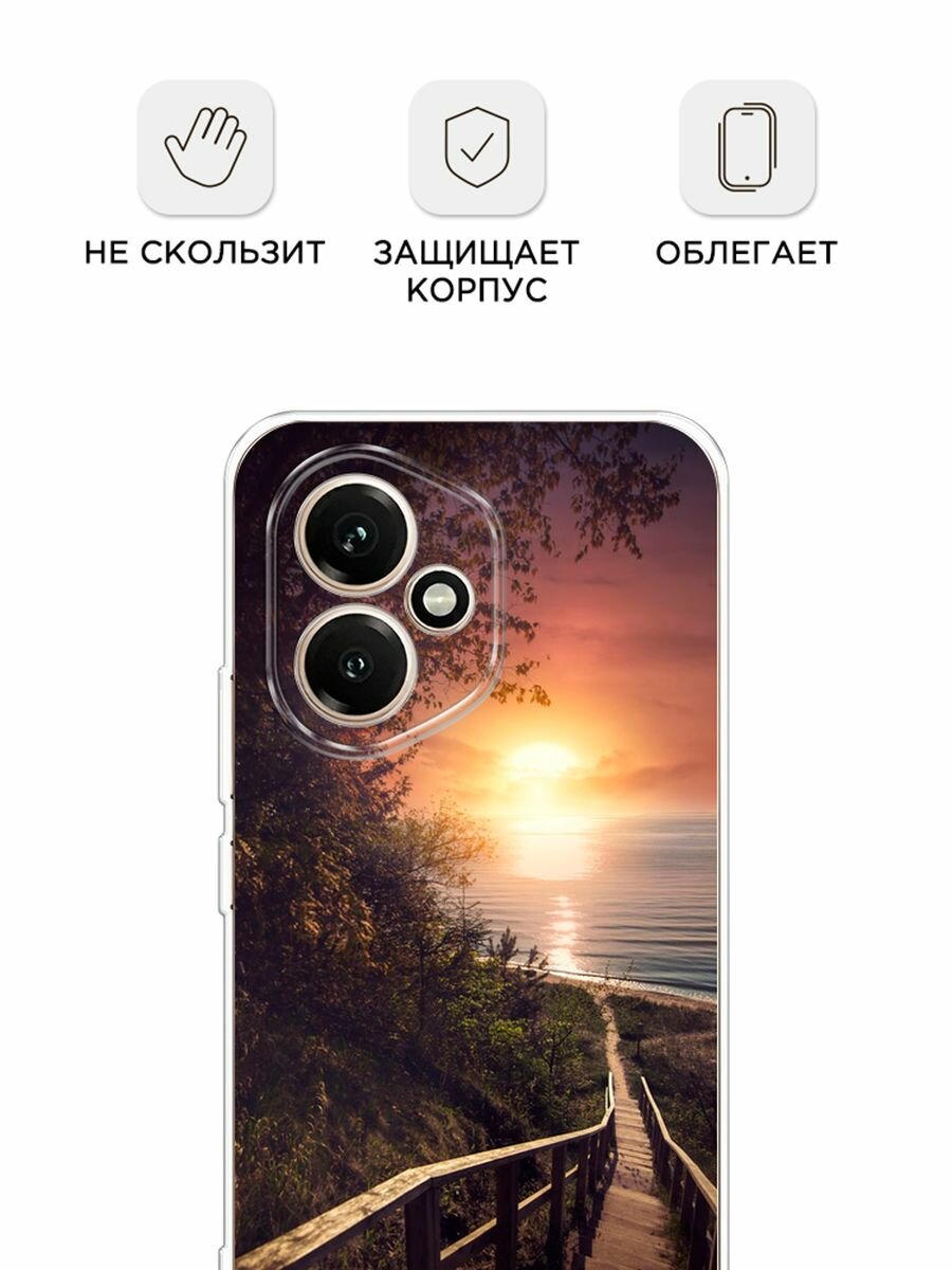 Силиконовый чехол на Honor 400 / Хонор 400 с принтом "Мост у воды" — фото 1