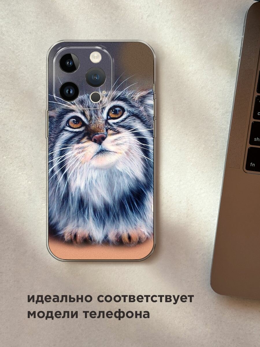 Чехол на Apple iPhone 14 Pro / Айфон 14 Про с принтом "Кот манул 2" — фото 1