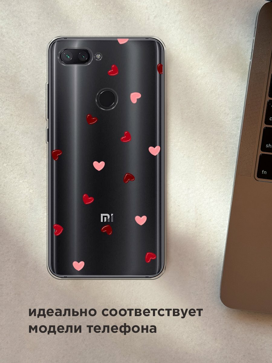 Чехол на Xiaomi Mi 8 Lite (Youth Edition) / Сяоми Ми 8 Лайт (Юс Эдишн) с принтом "Бордовые сердечки 2" — фото 1